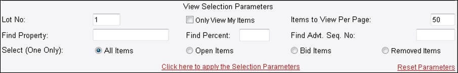 Bidder Sale Selection